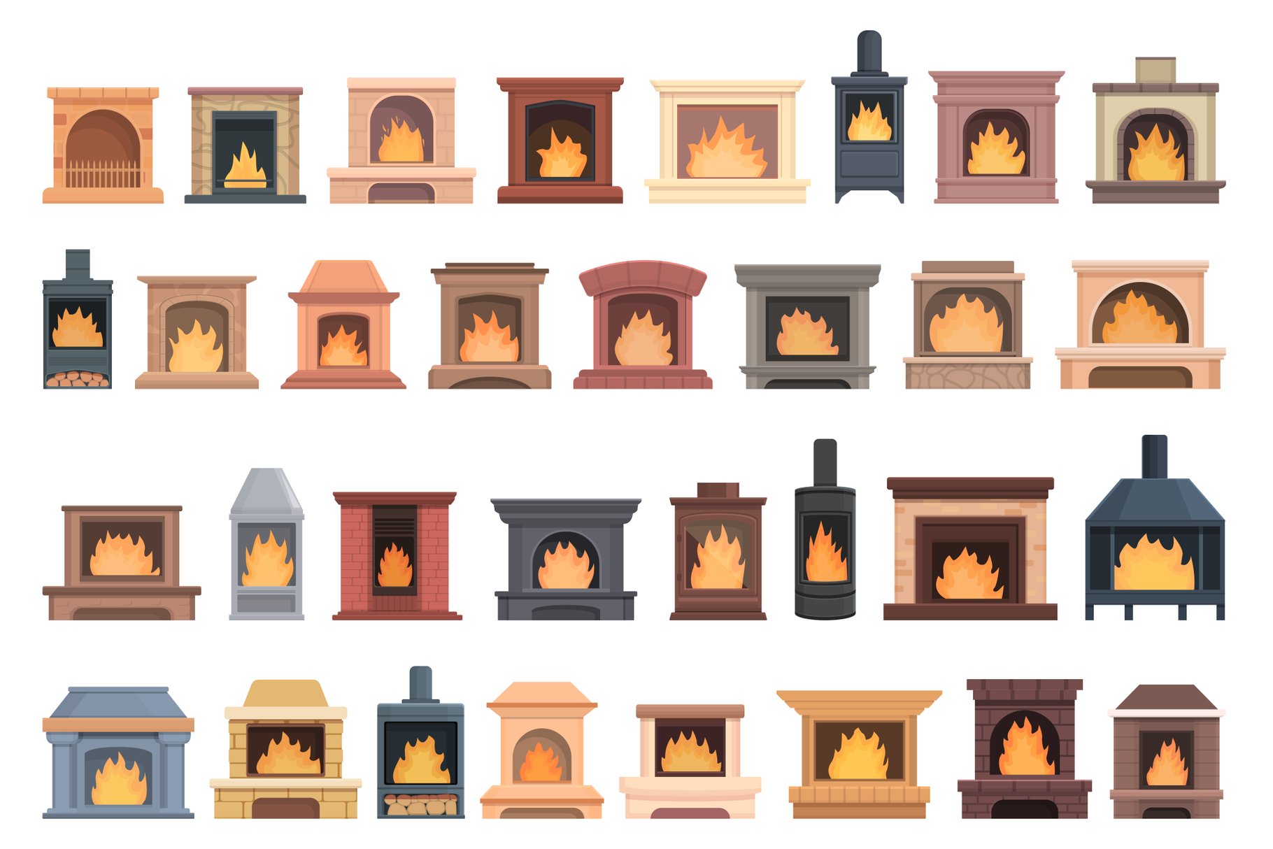 Furnace icons set cartoon vector. Gas air (2237778) | Icons | Design ...