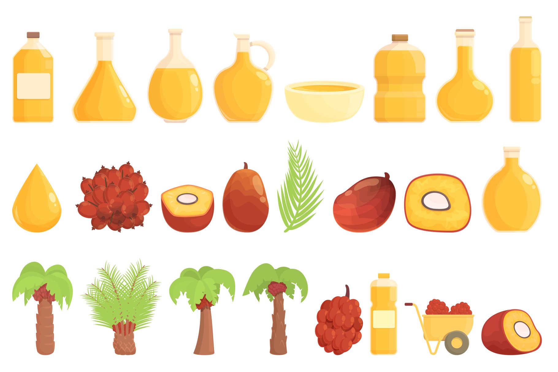 Oil palm icons set cartoon vector. Farm plantation (2237967) | Icons ...