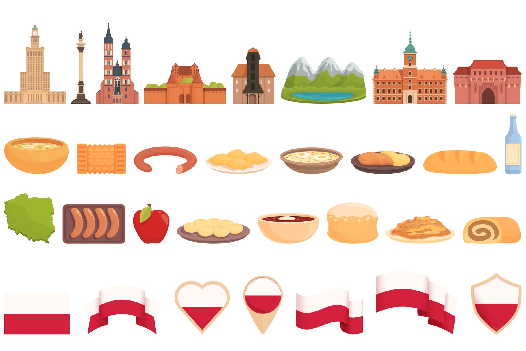 Poland icons set cartoon vector. Food country (2238074) | Icons ...