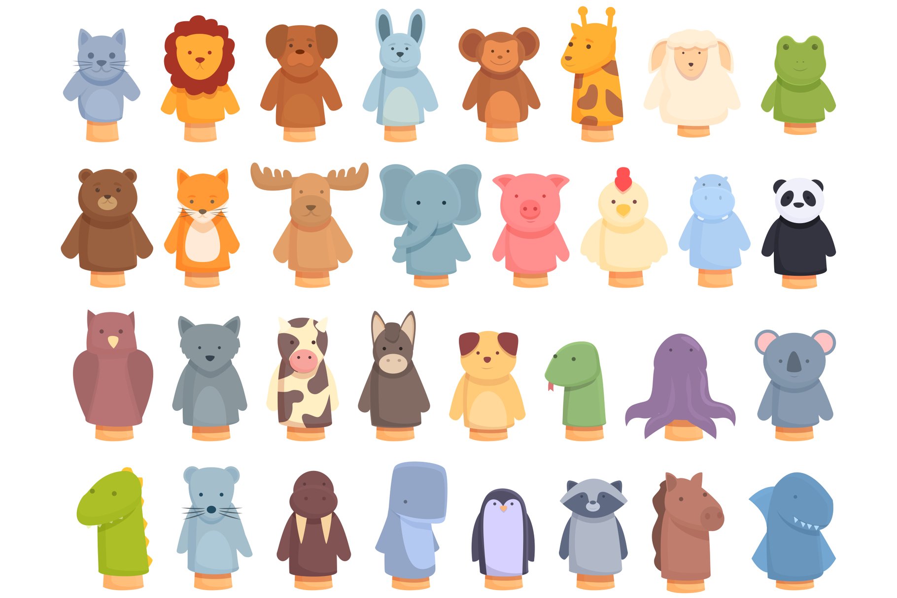 Puppet theater icons set cartoon vector. Marionette doll (2238136 ...