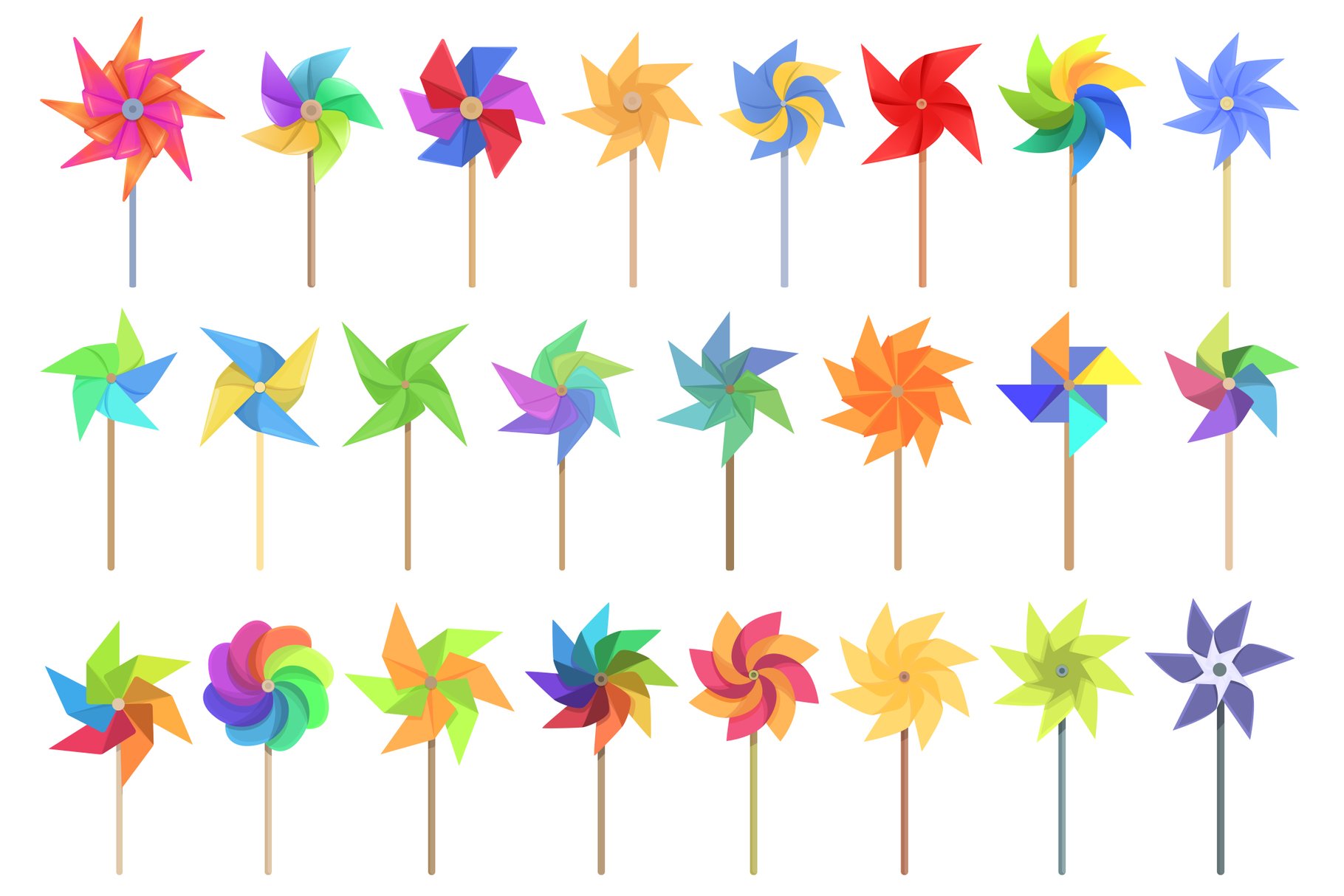 Vane icons set cartoon vector. Breeze toy (2238182) | Icons | Design ...