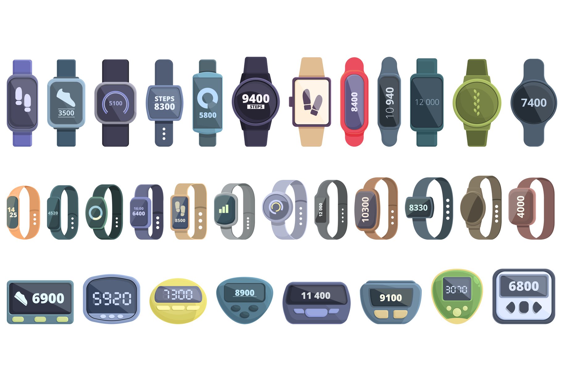 Pedometer icons set cartoon vector. Sport fitness (2238212) | Icons ...