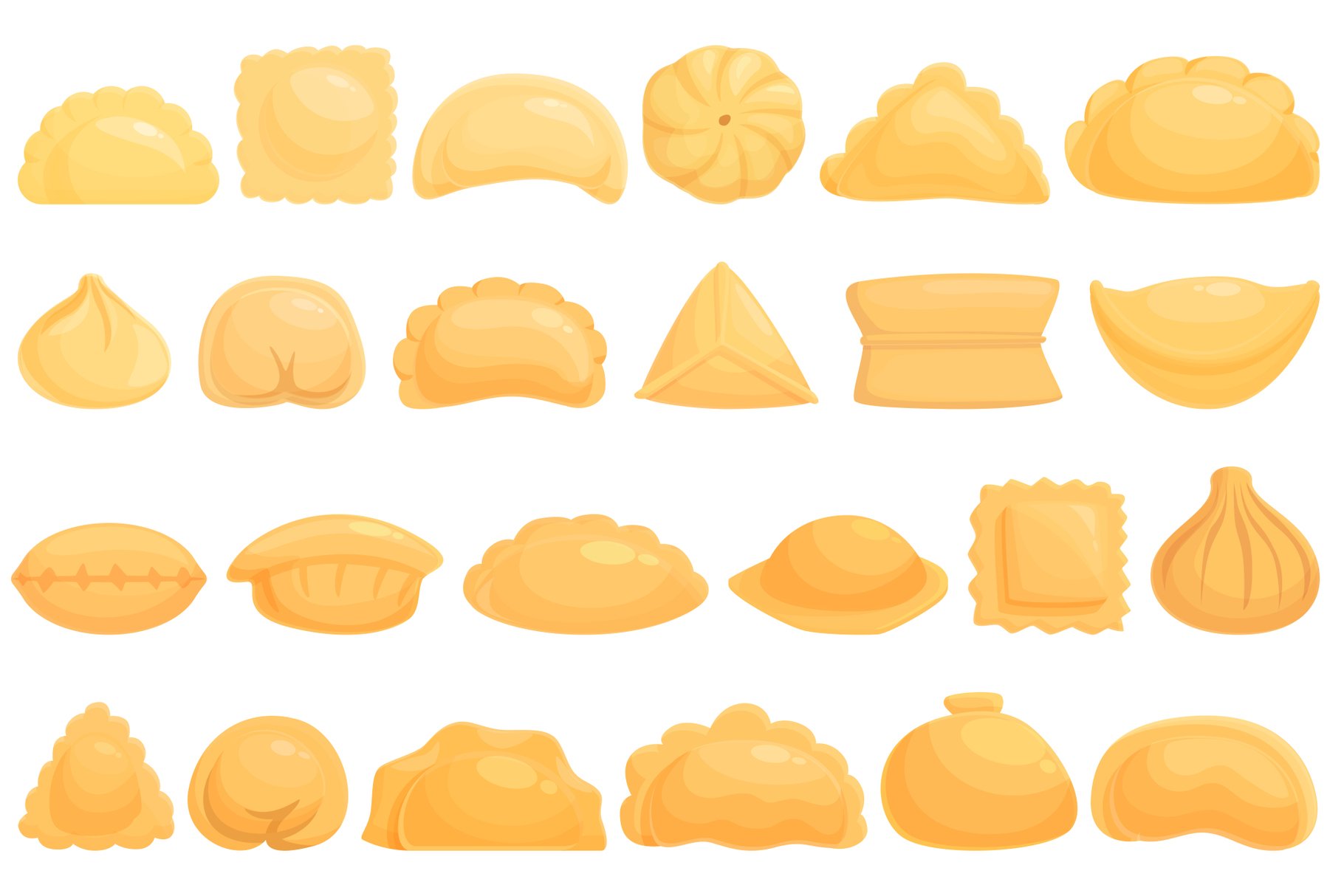 Dumplings icons set cartoon vector. Wonton pelmeni (2238348) | Icons ...