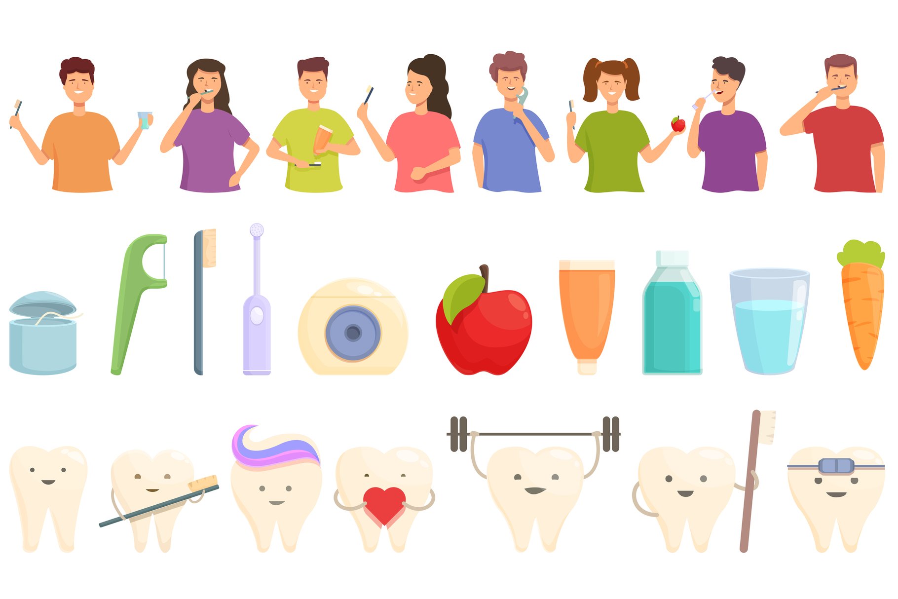 Pediatric dentistry icons set cartoon vector. Implant teeth (2289304 ...