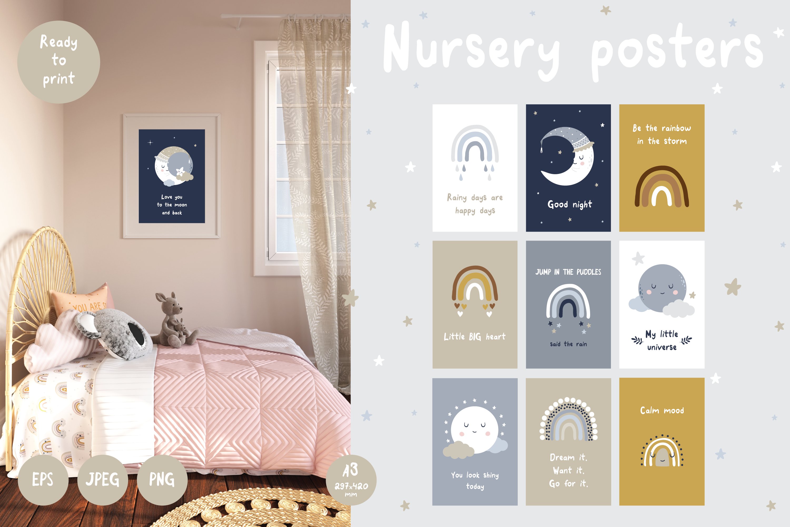 Nursery posters | 10 EPS, JPG, PNG files (2276840) | Illustrations ...