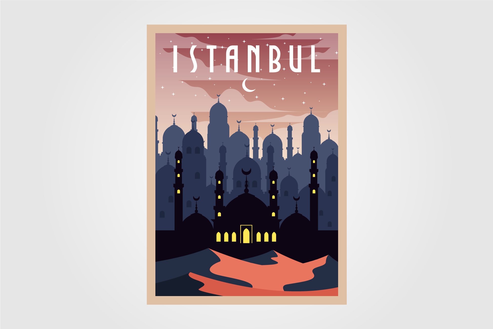 istanbul turkey vintage poster vector illustration design (1851929 ...