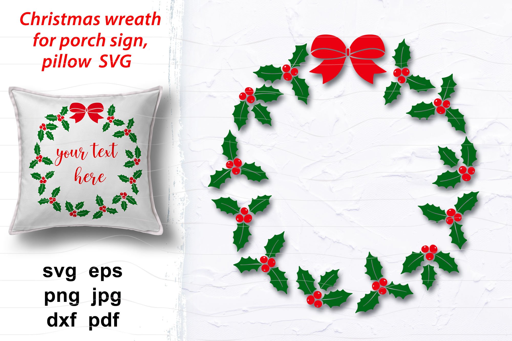 Craft Supplies & Tools Stamping Papercraft Holly wreath svg Holly berry ...