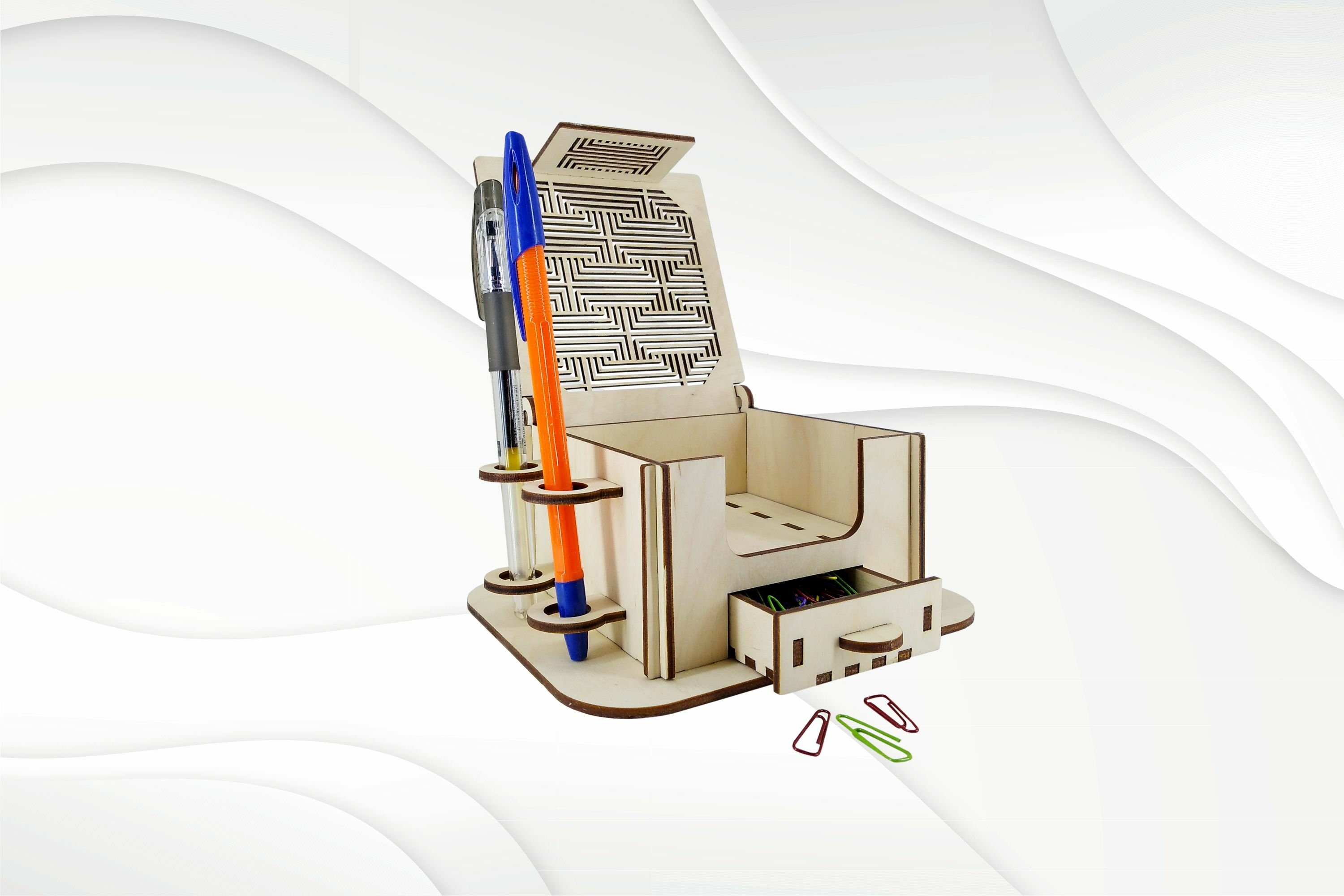 Desk organizer template for laser machines