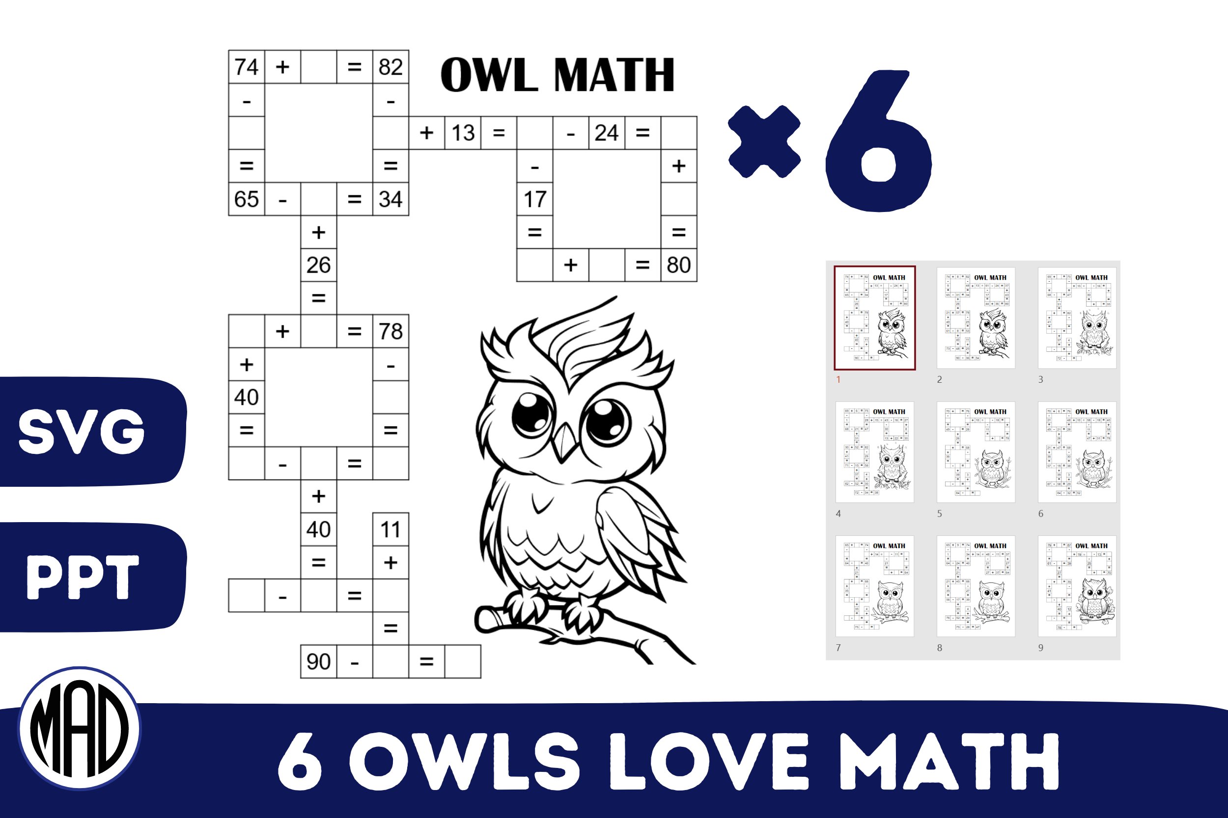 Owl Math Clipart