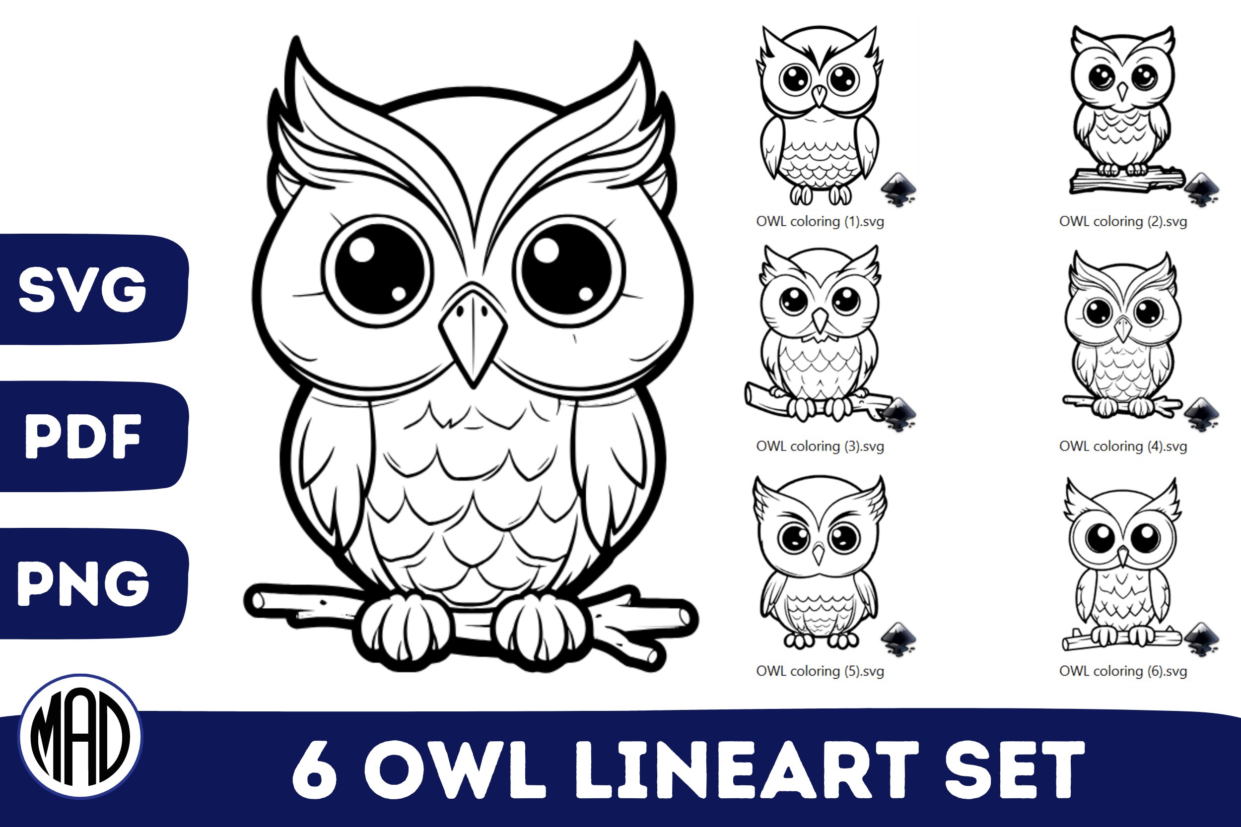 Black And White Owl Clipart