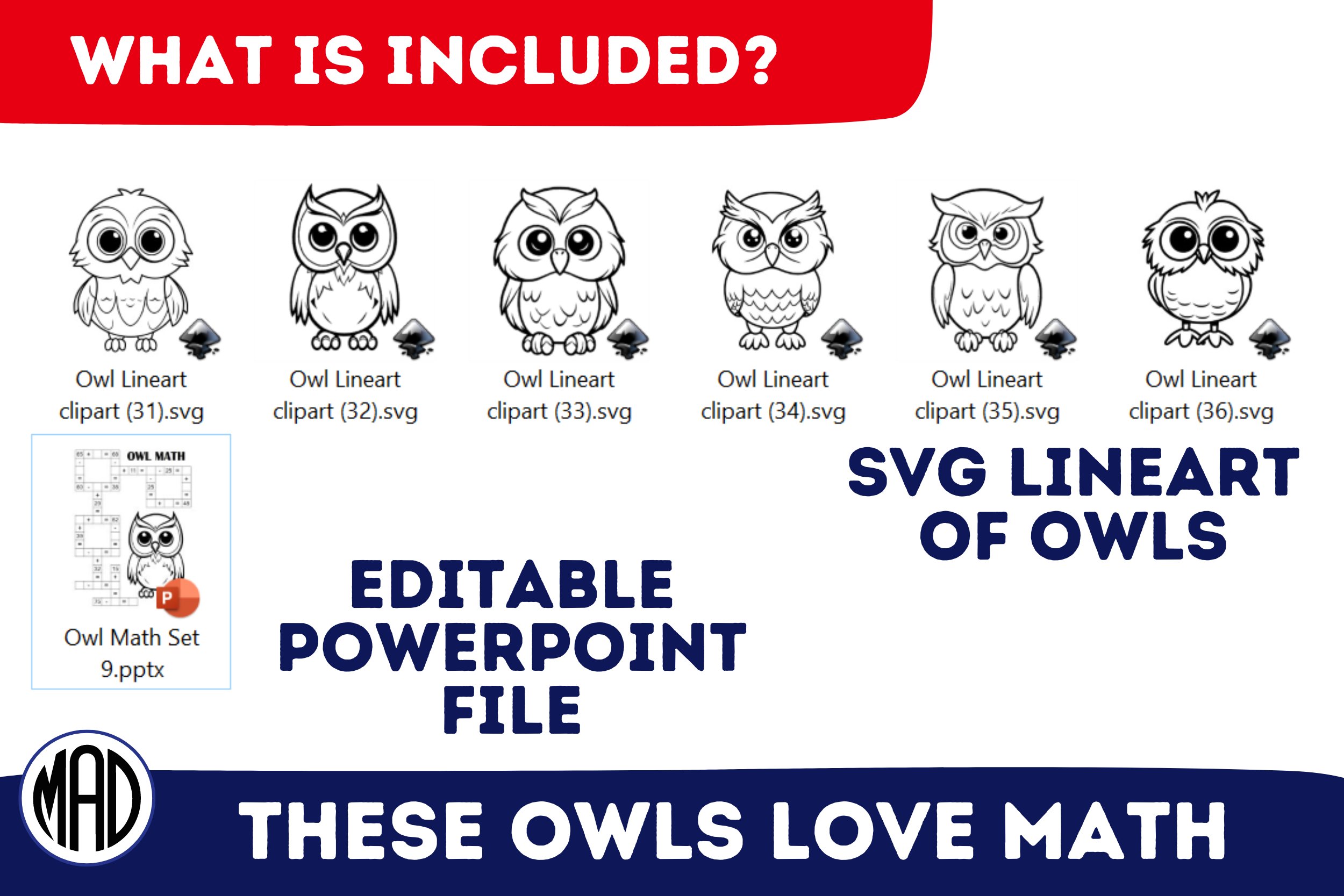 Owl Math Clipart