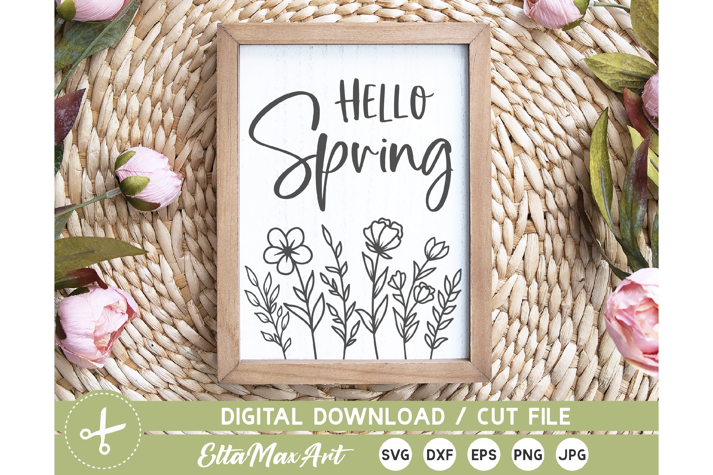 Hello Spring SVG, Spring SVG, Spring Cut File, Flower Sign (1746780 ...