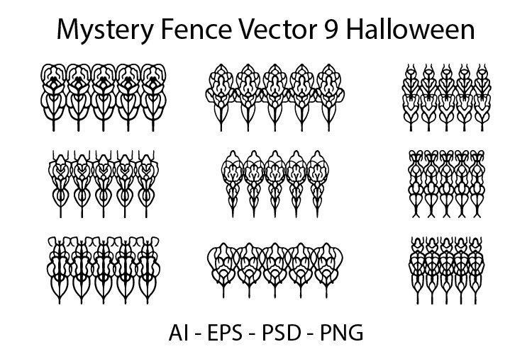 Mystery Fence Vector 9 Halloween (2179786) | Illustrations | Design Bundles