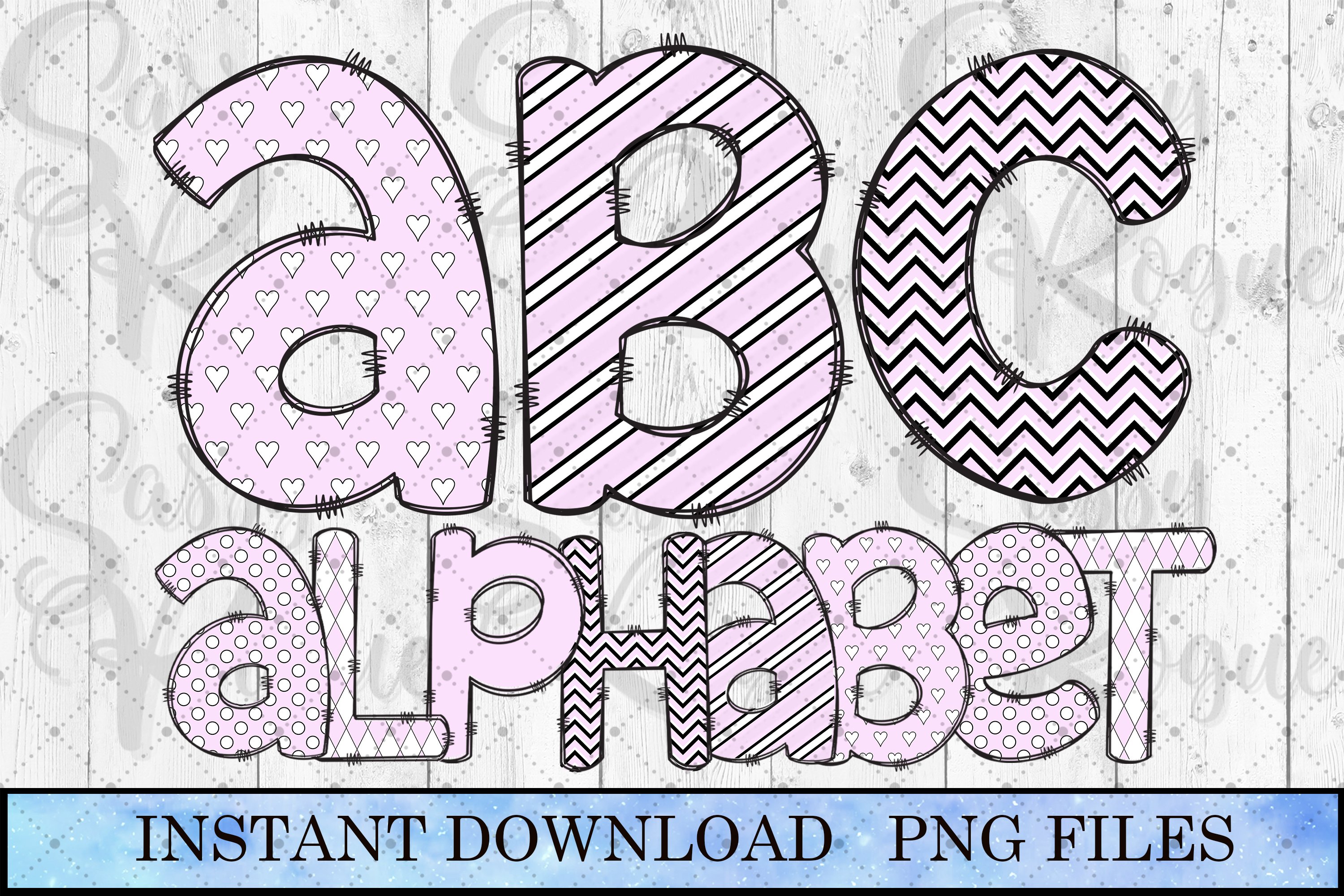 Pastel Doodle Letters, Alphabet, Doodle Sublimation Letter