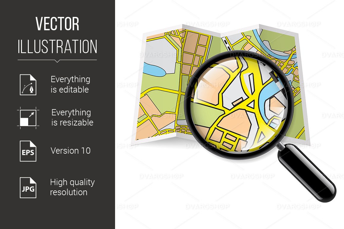 Map booklet with zoom (1834540) | Vectors | Design Bundles