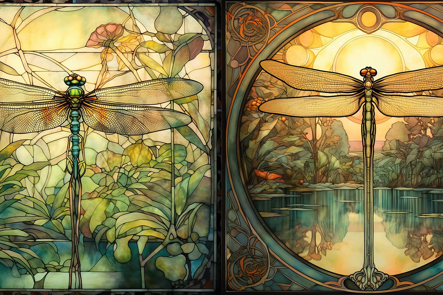 Dragonfly Art Nouveau Painting