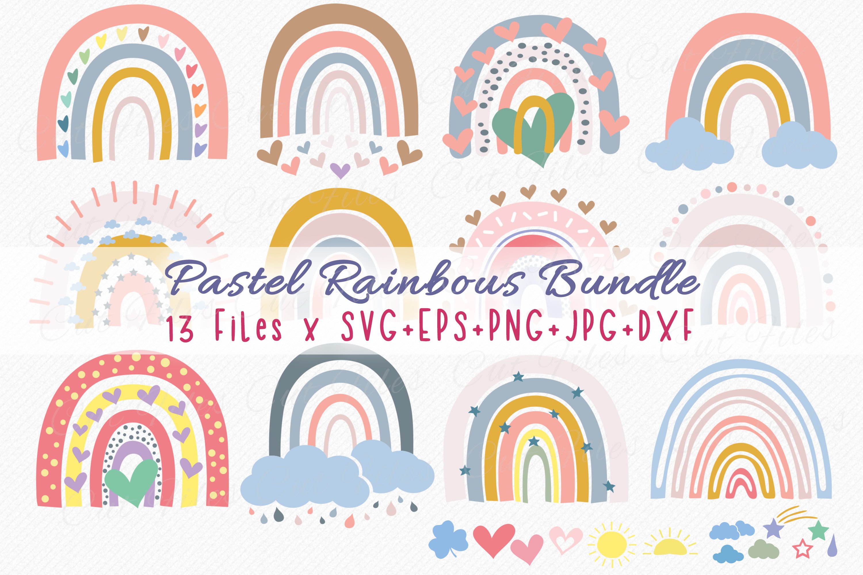 Pastel Rainbow Bundle | Boho Rainbow SVG and Clipart (1857385) | SVGs ...