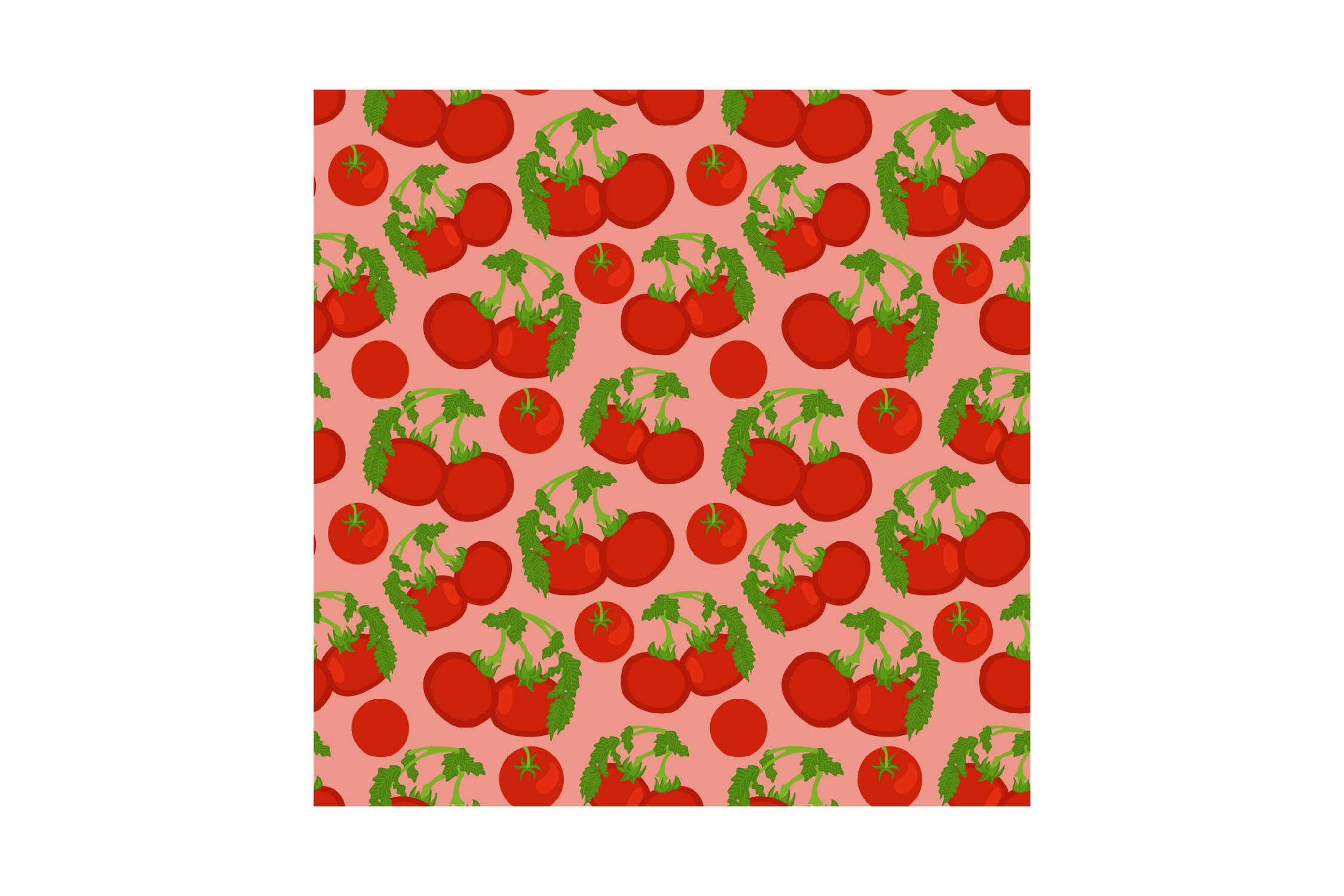 Seamless pattern with tomato slices halves and cherry tomato