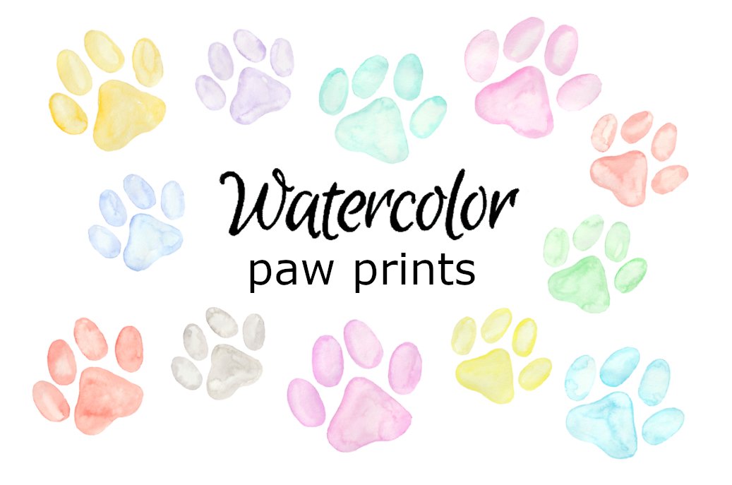Watercolor Animal Paw Prints