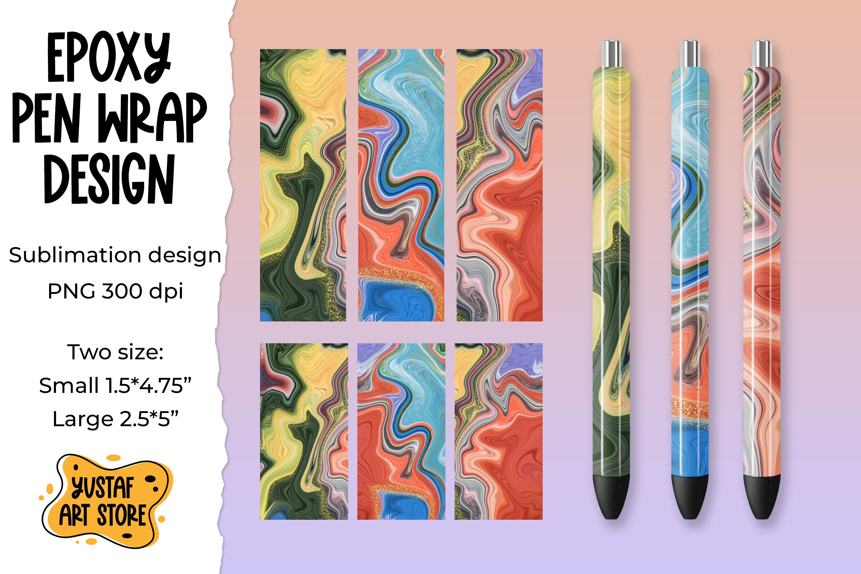 6 design epoxy pen wrap sunflower and butterfly