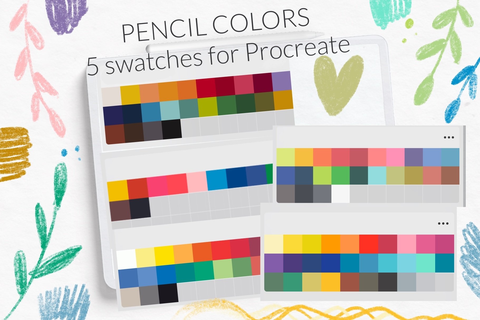 Pencils color swatches. Classical Procreate color palette (1808321 ...