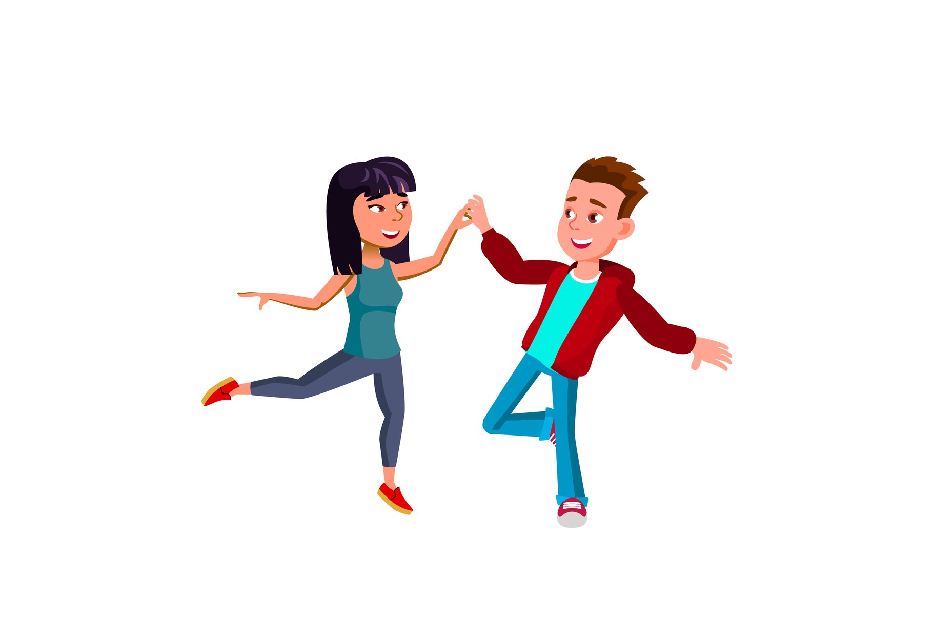 Boy And Girl Kids Couple Dancers Dancing Vector (2229478) | Icons ...
