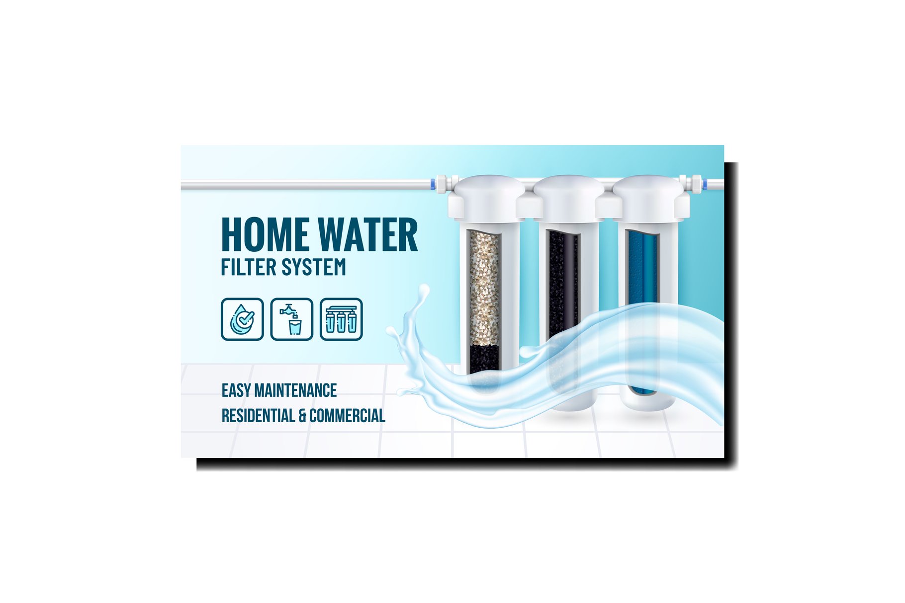 Home Water Filter System Promotional Poster Vector (2229688) | Icons ...