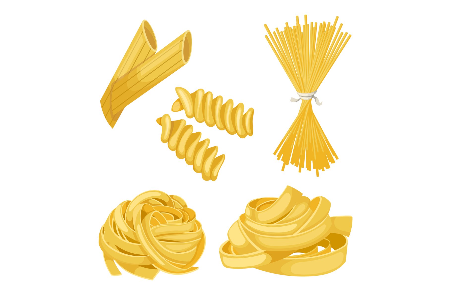 pasta italian food set cartoon vector illustration (2228855) | Icons ...