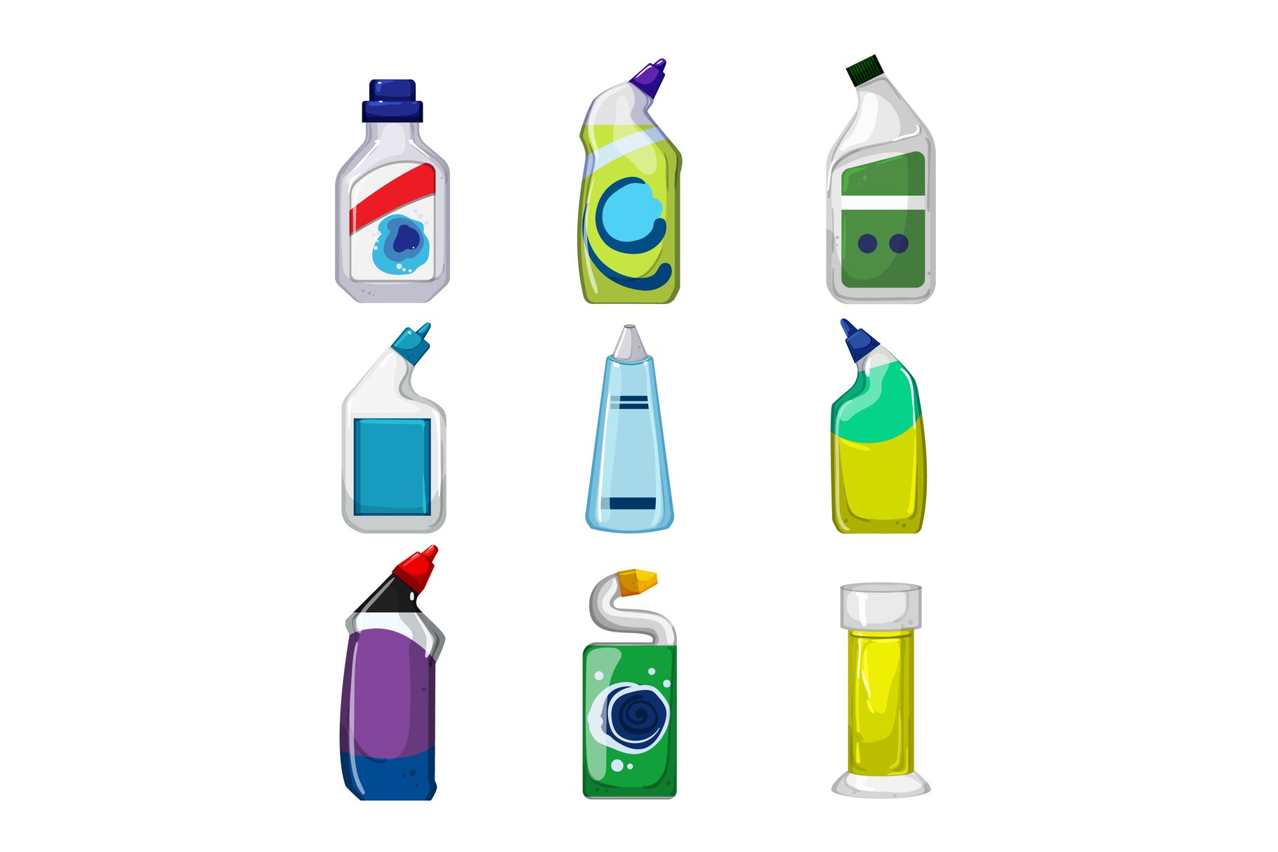 toilet cleaner set cartoon vector illustration (2229053) | Icons ...