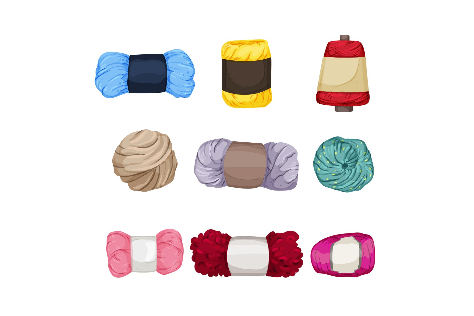 yarn wool set cartoon vector illustration (2229124) | Icons | Design ...