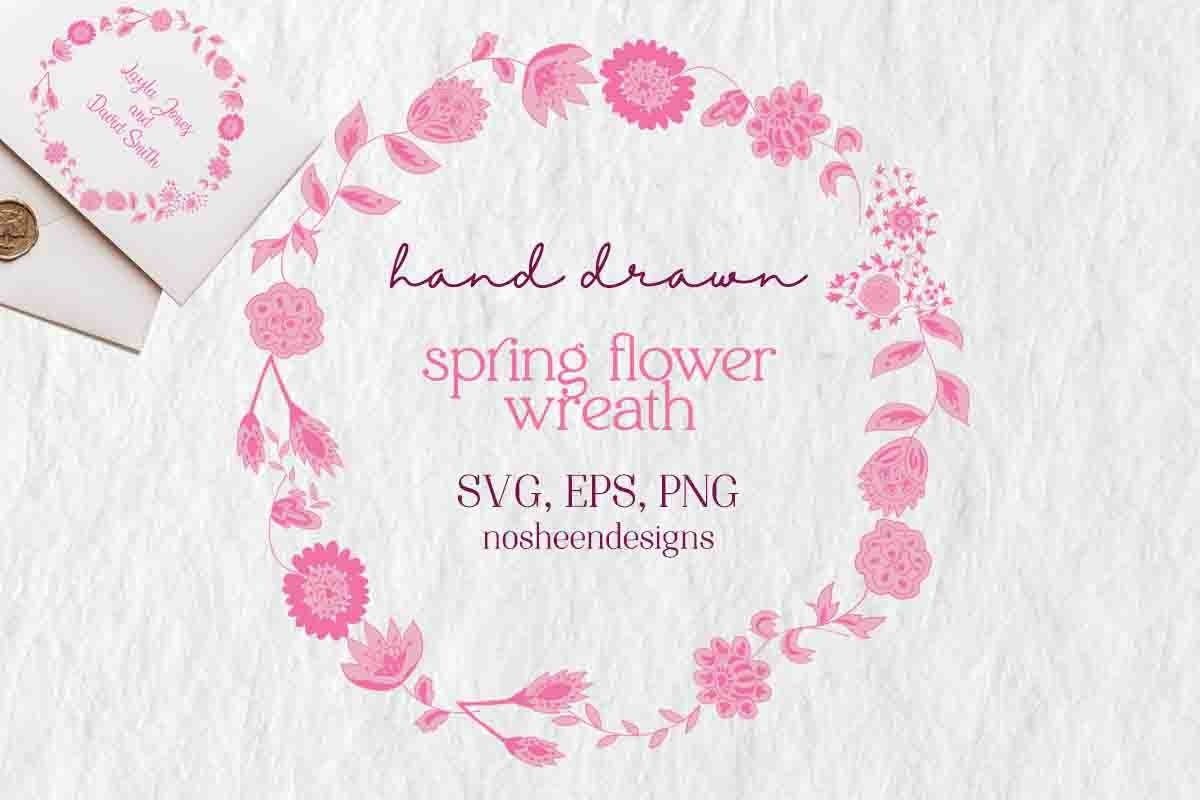 Hand drawn Spring Flower Wreath Clipart (2191719) | Clipart | Design ...