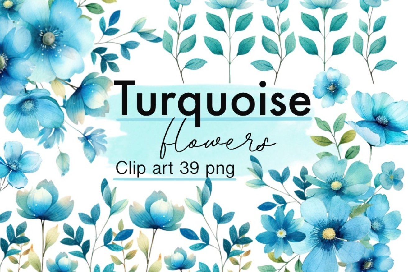 Turquoise Flower Clip Art