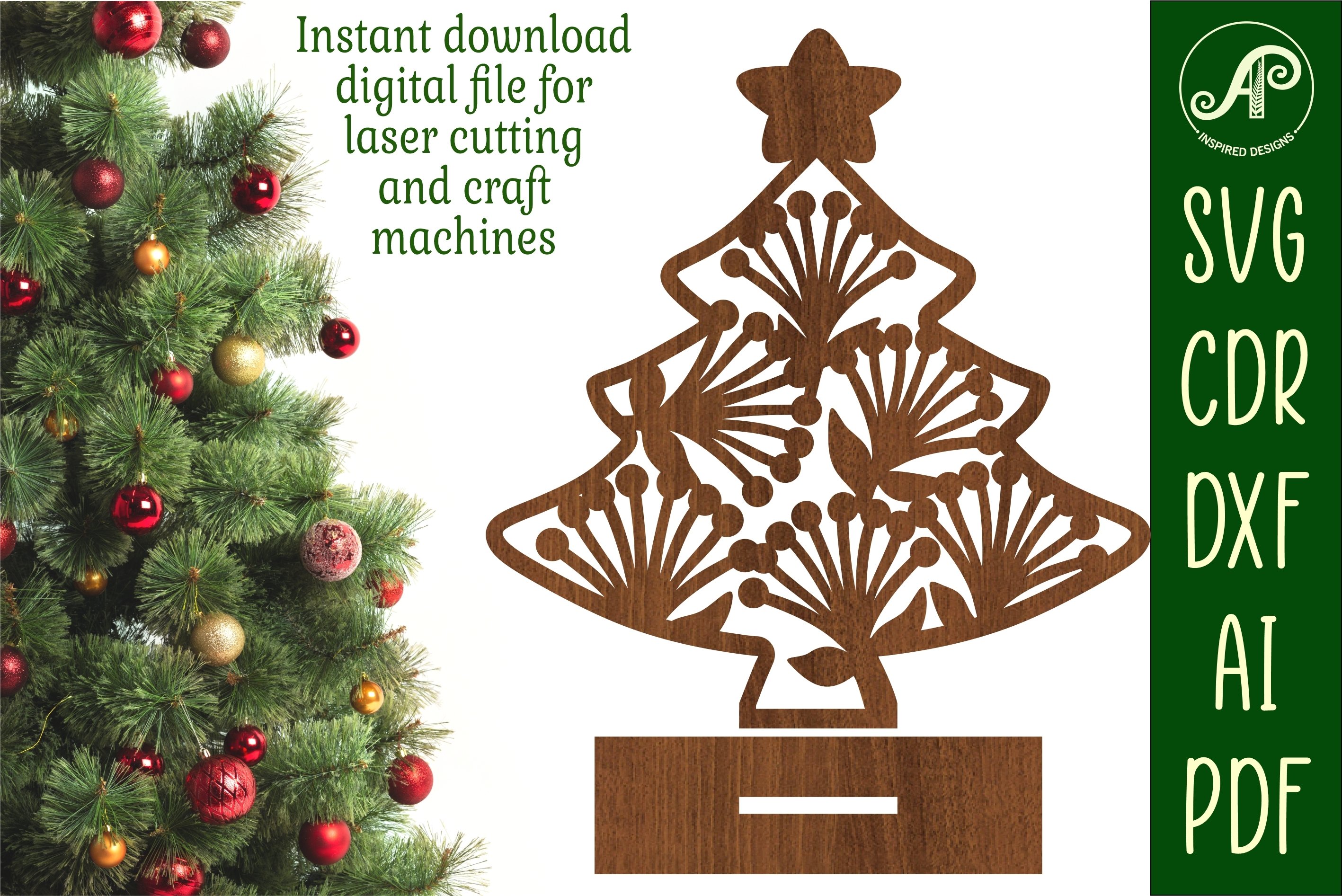 Standing Tree Laser Cut Template Christmas Tree Stand, Laser Cut File,