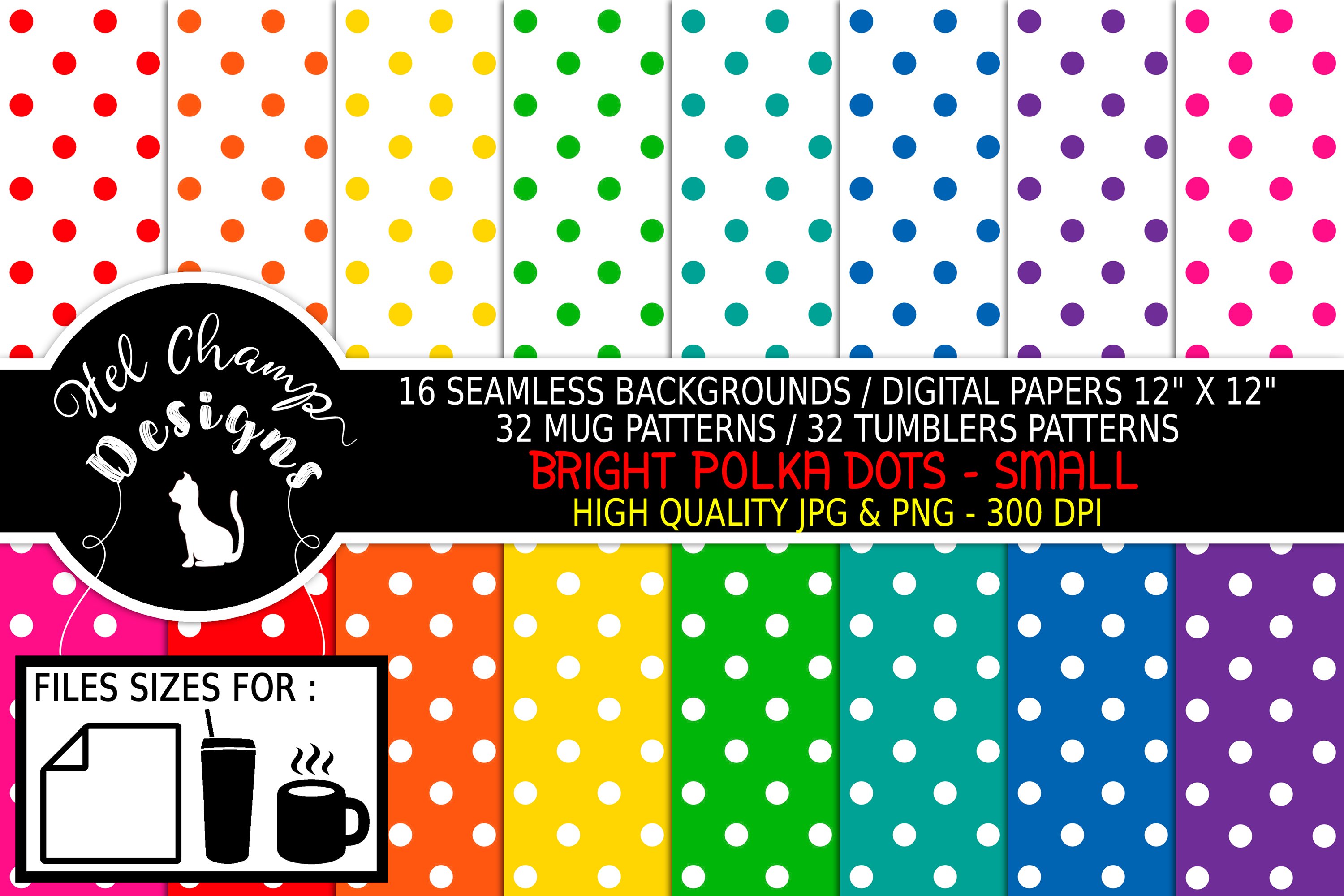 Small Polka Dots Bright | Papers | Patterns | Sublimation (481478 ...