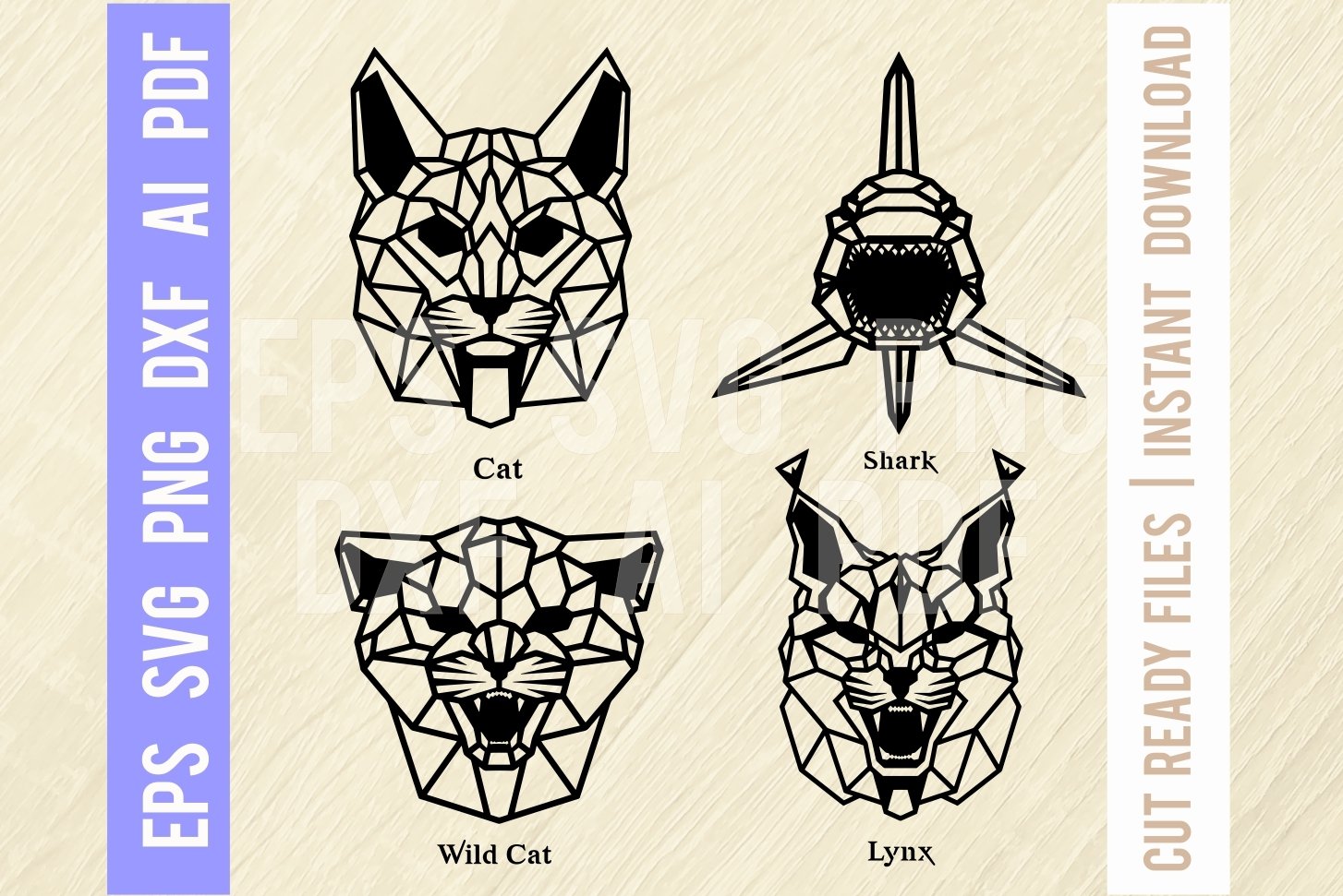 Geometric Polygon Animals Set 5 SVG Vector File, Cut Stencil (1764347 ...