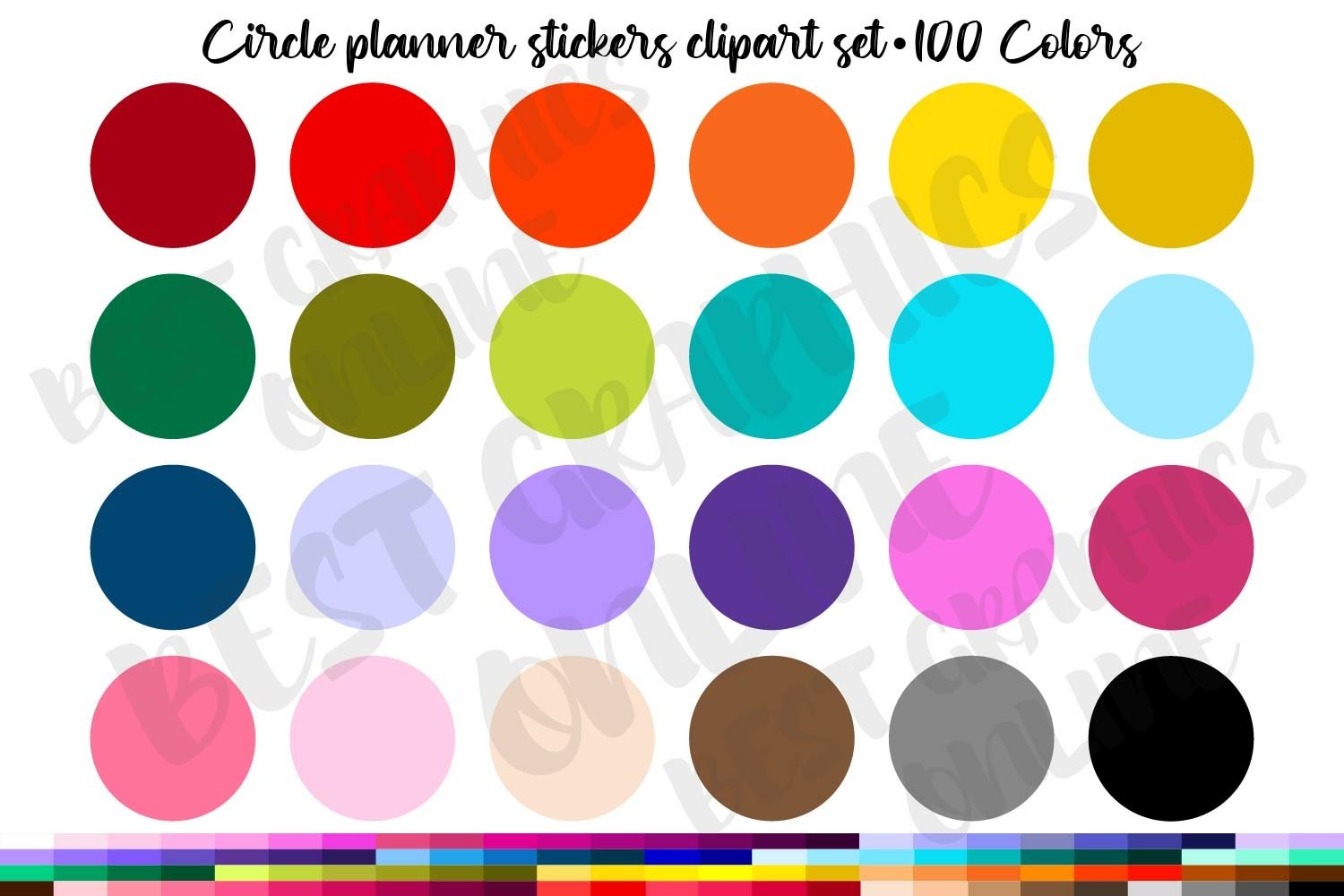 100 Rainbow circle planner sticker clipart set (837657) | Illustrations ...