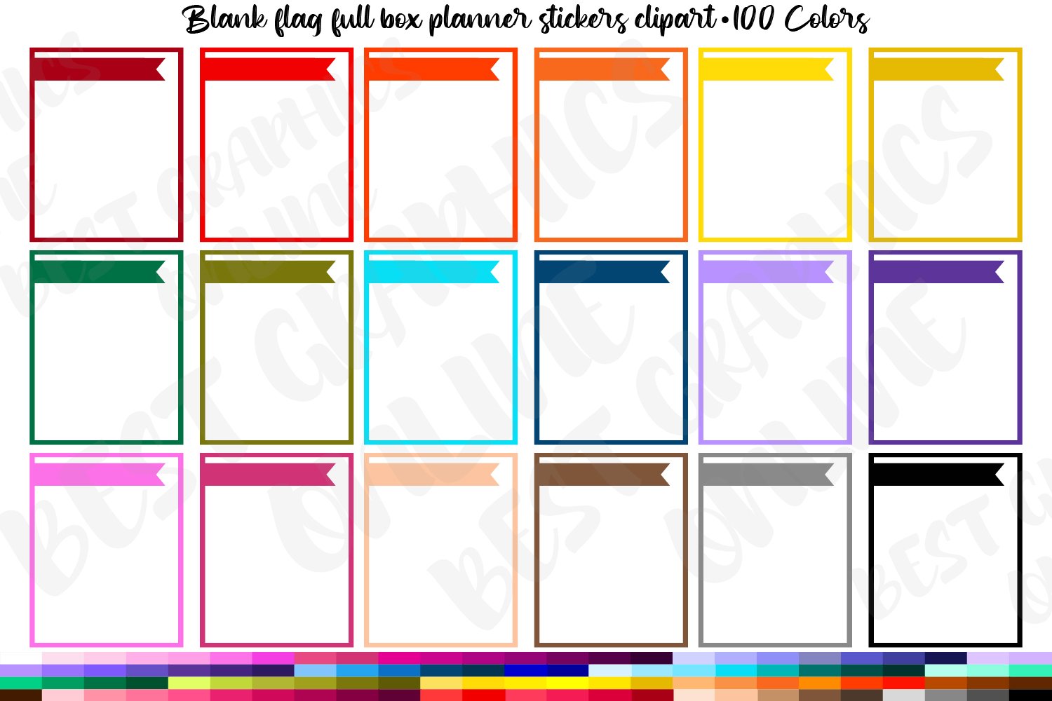 100 Flag Full Box Printable Planner Stickers clipart set (1161972 ...
