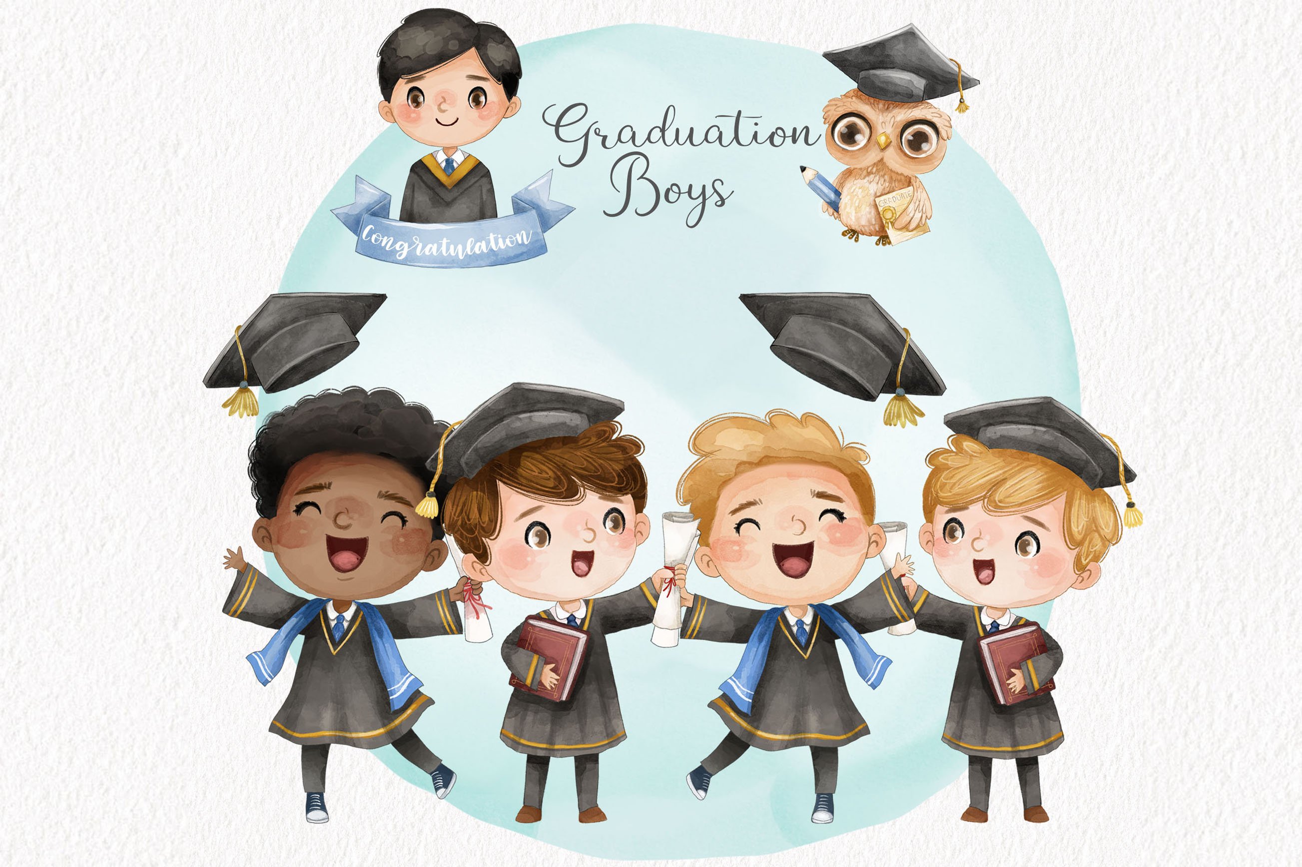 Kids Graduation Clip Art Graduation Kids Celebration With Joy