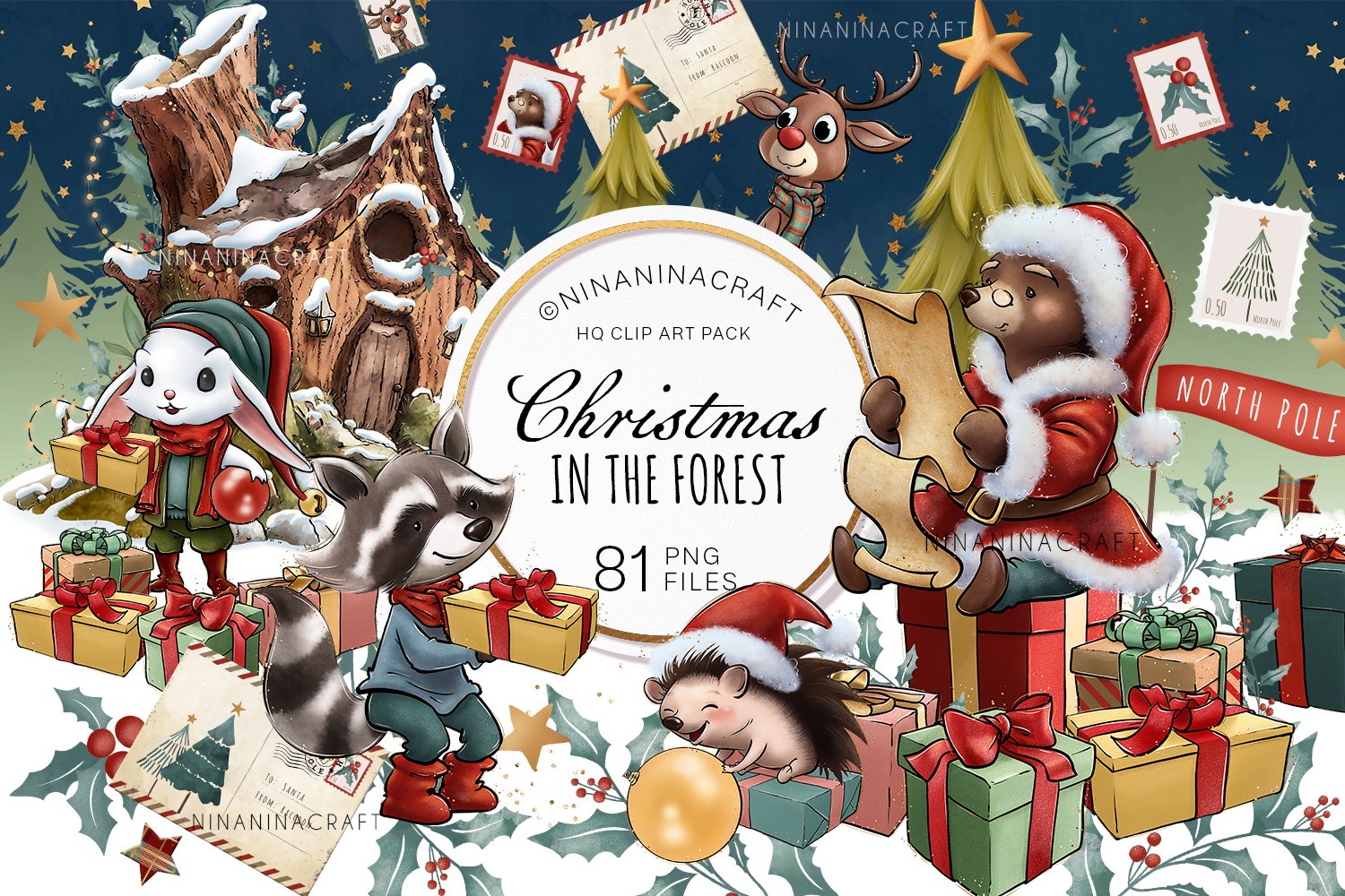 Santa North Pole Clipart