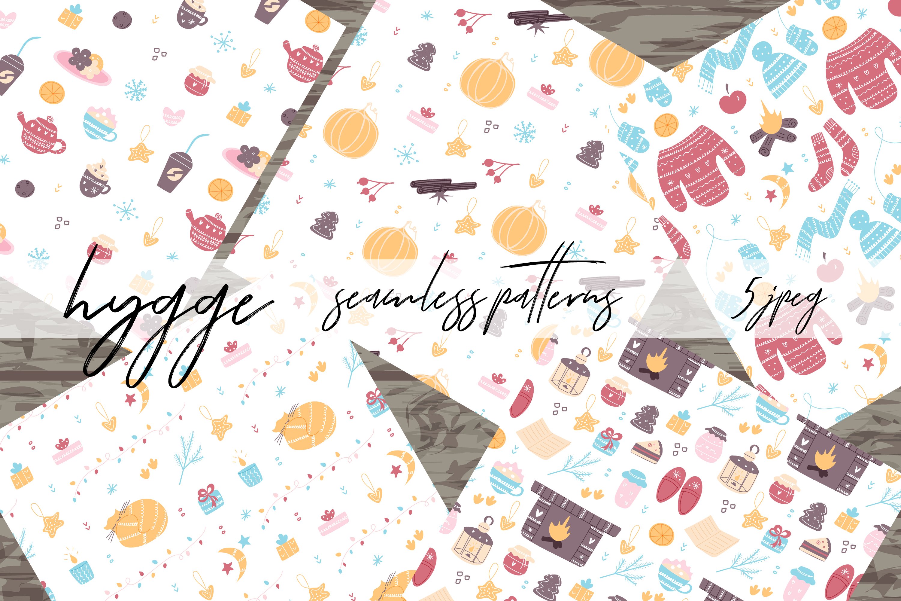 Christmas Digital Papers, Winter Hygge Seamless Patterns (1559498 ...