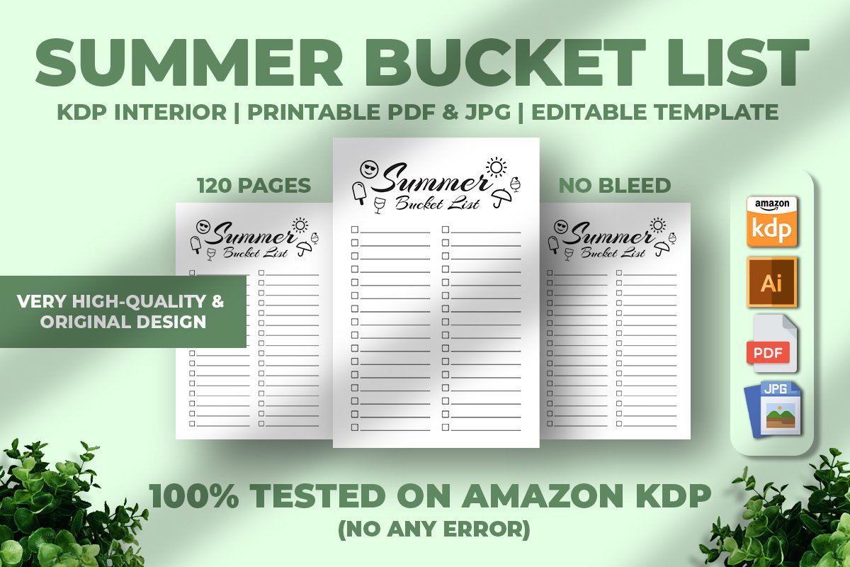 Summer Bucket List KDP Interior (2157003) | Planner Templates | Design ...