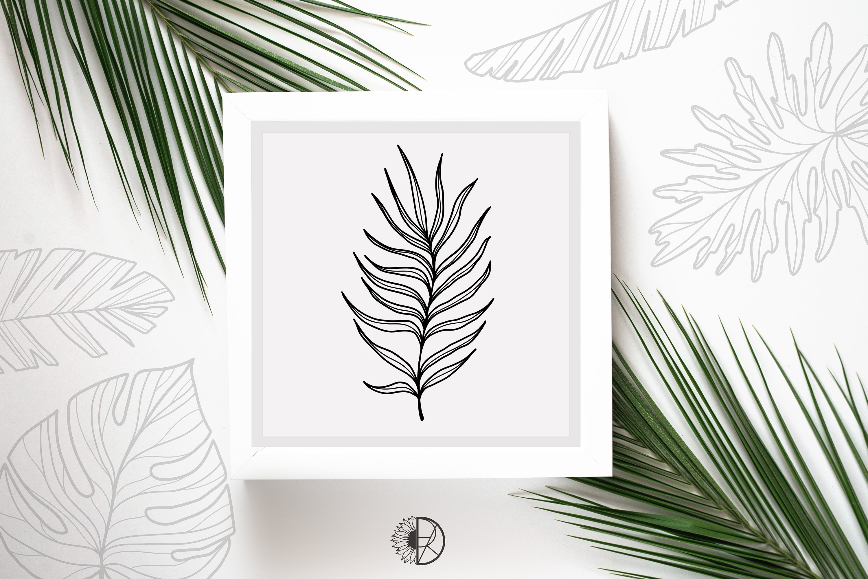 Palm Leaf Line Drawing
