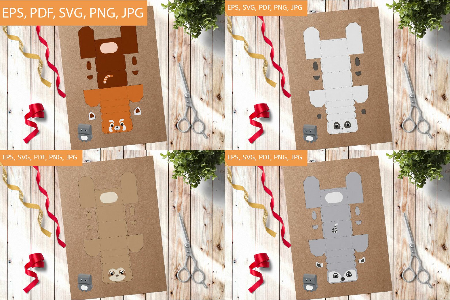 Party Favor Box Template SVG Bundle, Gift Box SVG (1372079) | Paper ...