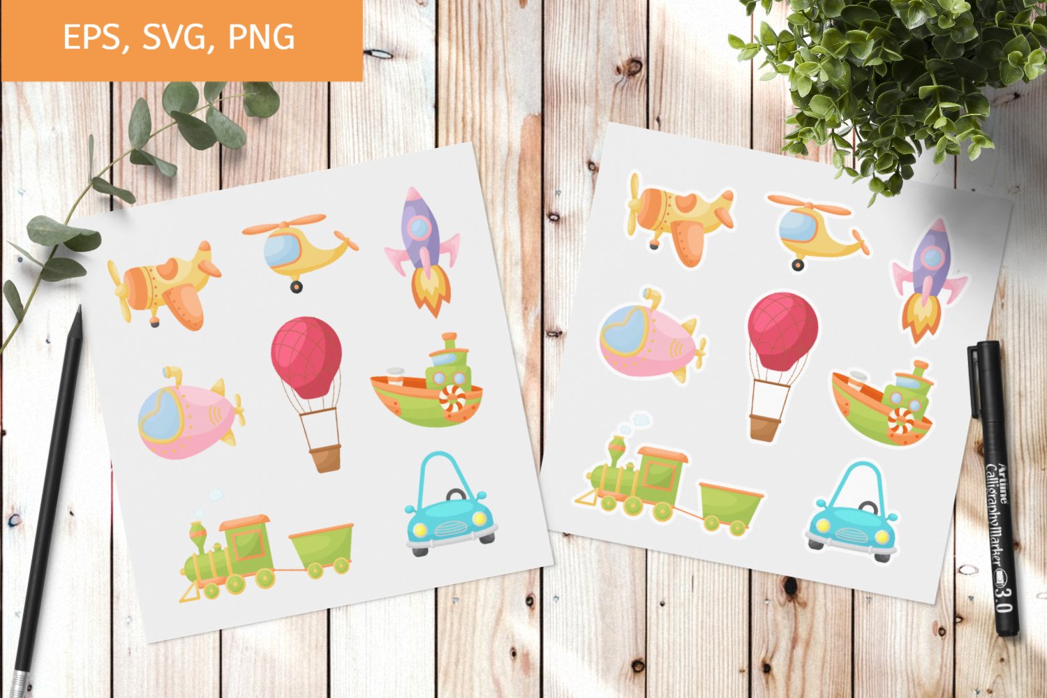 Transport Clipart Set SVG, Vehicle Stickers, Kids Clipart (1454710 ...