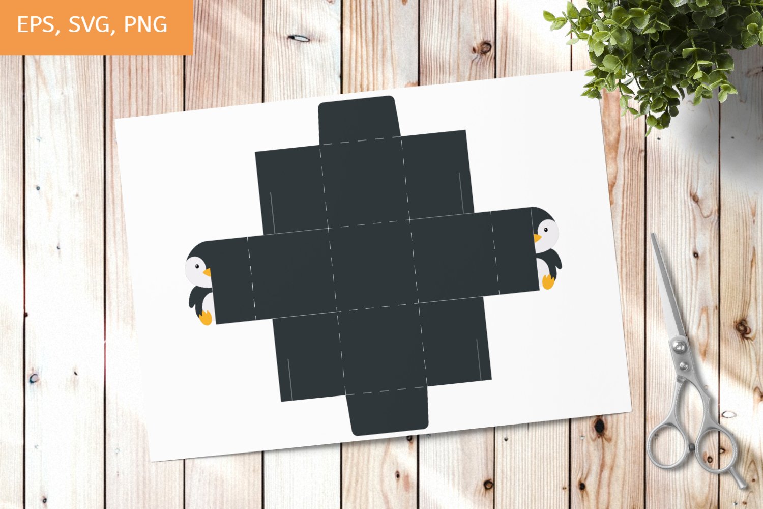 Party Box Template SVG, Penguin Gift Box SVG, Favor Box SVG (1460737 ...