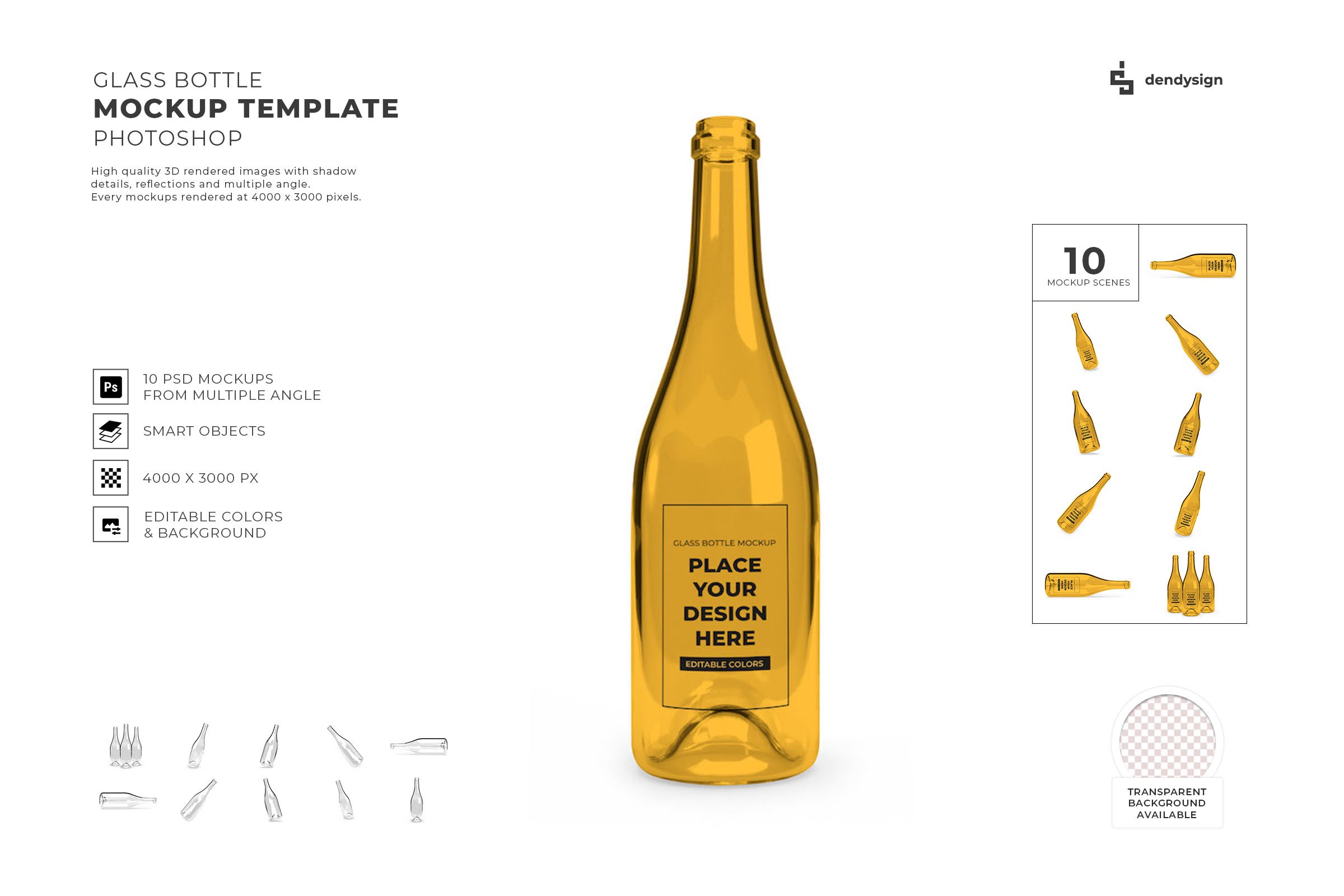 Glass Bottle Packaging Mockup Template Bundle (1842646) | Branding ...