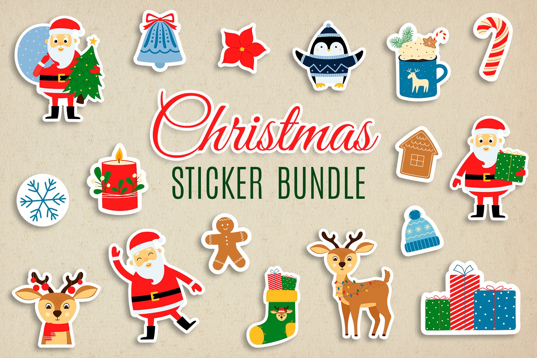 Christmas Sticker Collection (2287684) | Illustrations | Design Bundles