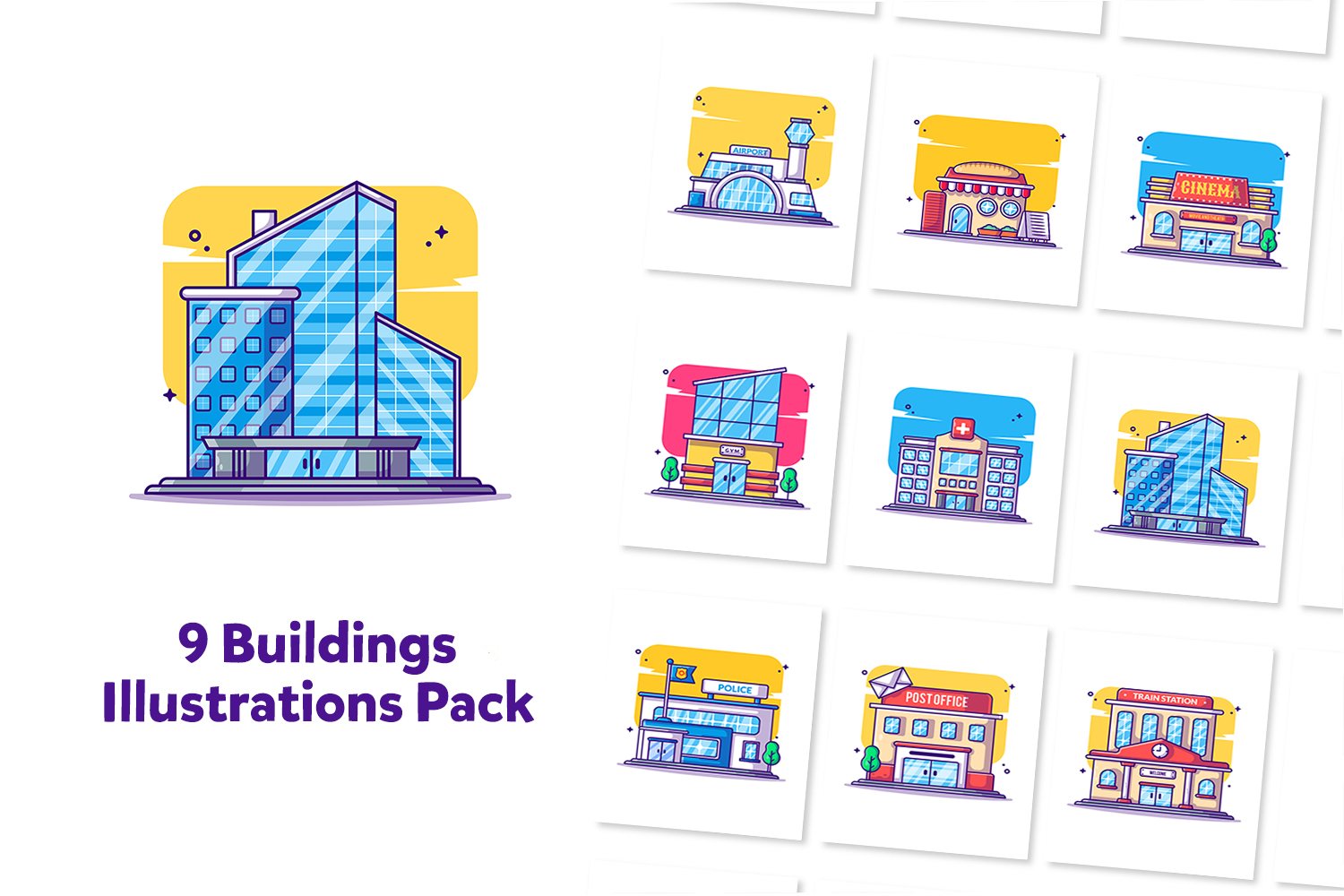 Buildings Cartoon Illustration (1927374)