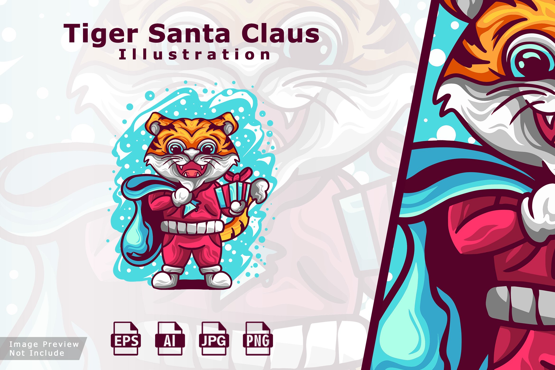 Tiger Santa Claus - Illustration (1740986) | Illustrations | Design Bundles