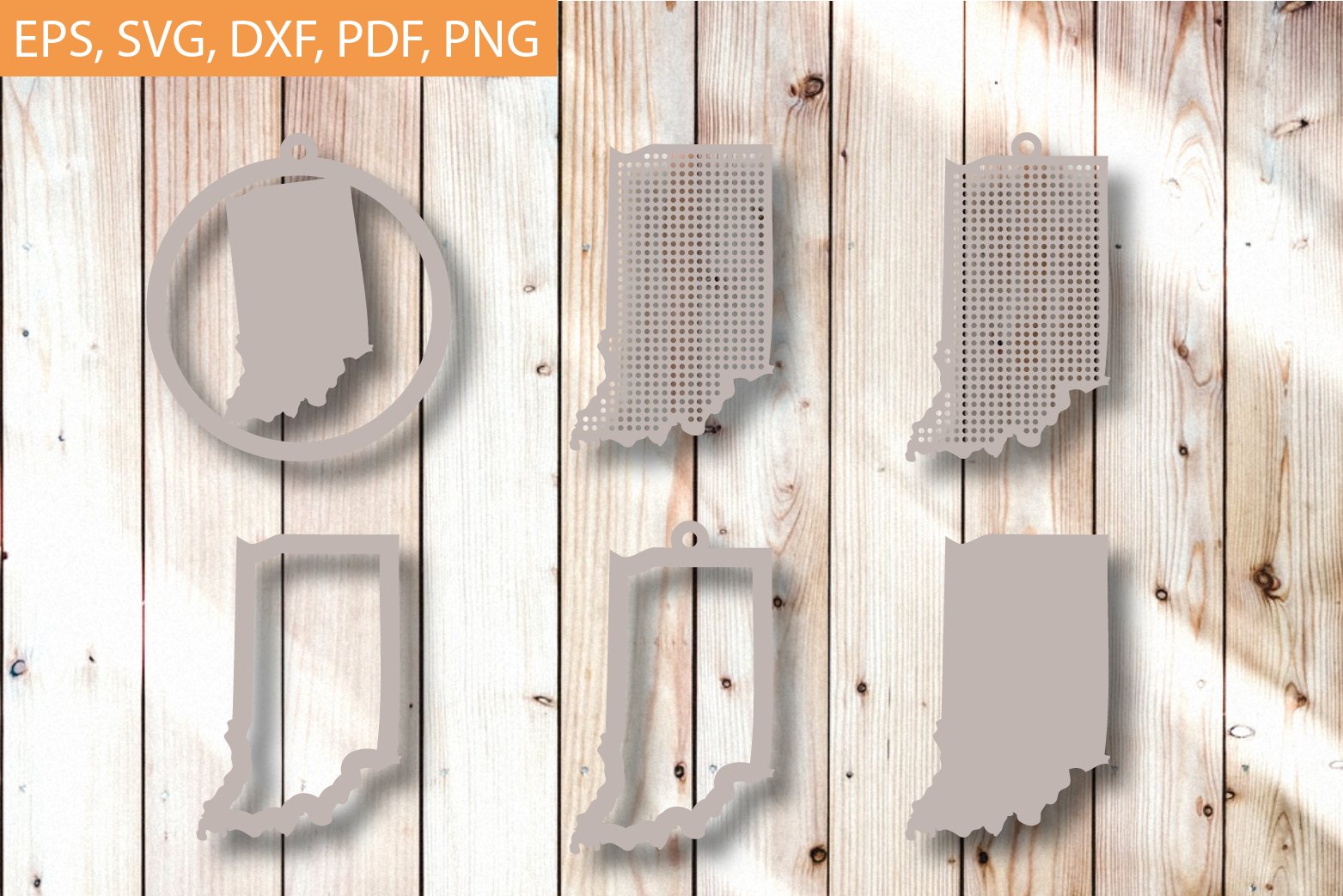 Indiana State Map, Cross Stitch Blank, Laser Cut Files